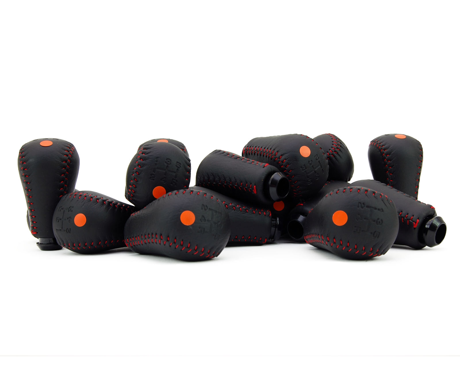 5 Speed Weighted Red Stitch Leather Gear Knob - Fuji Racing